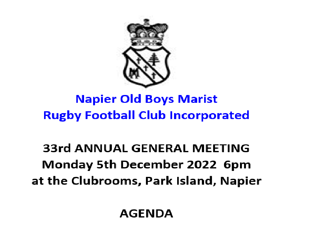 AGM - Napier Old Boys Marist Rugby